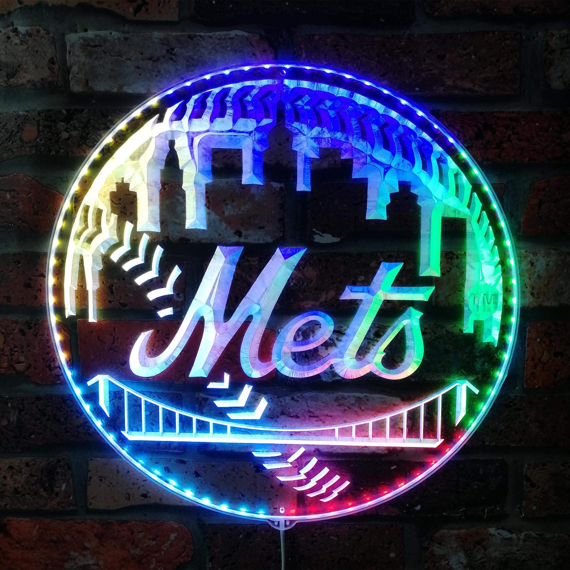 New York Mets Baseball Logo RGB LED Sign SafeSpecial LED Signs