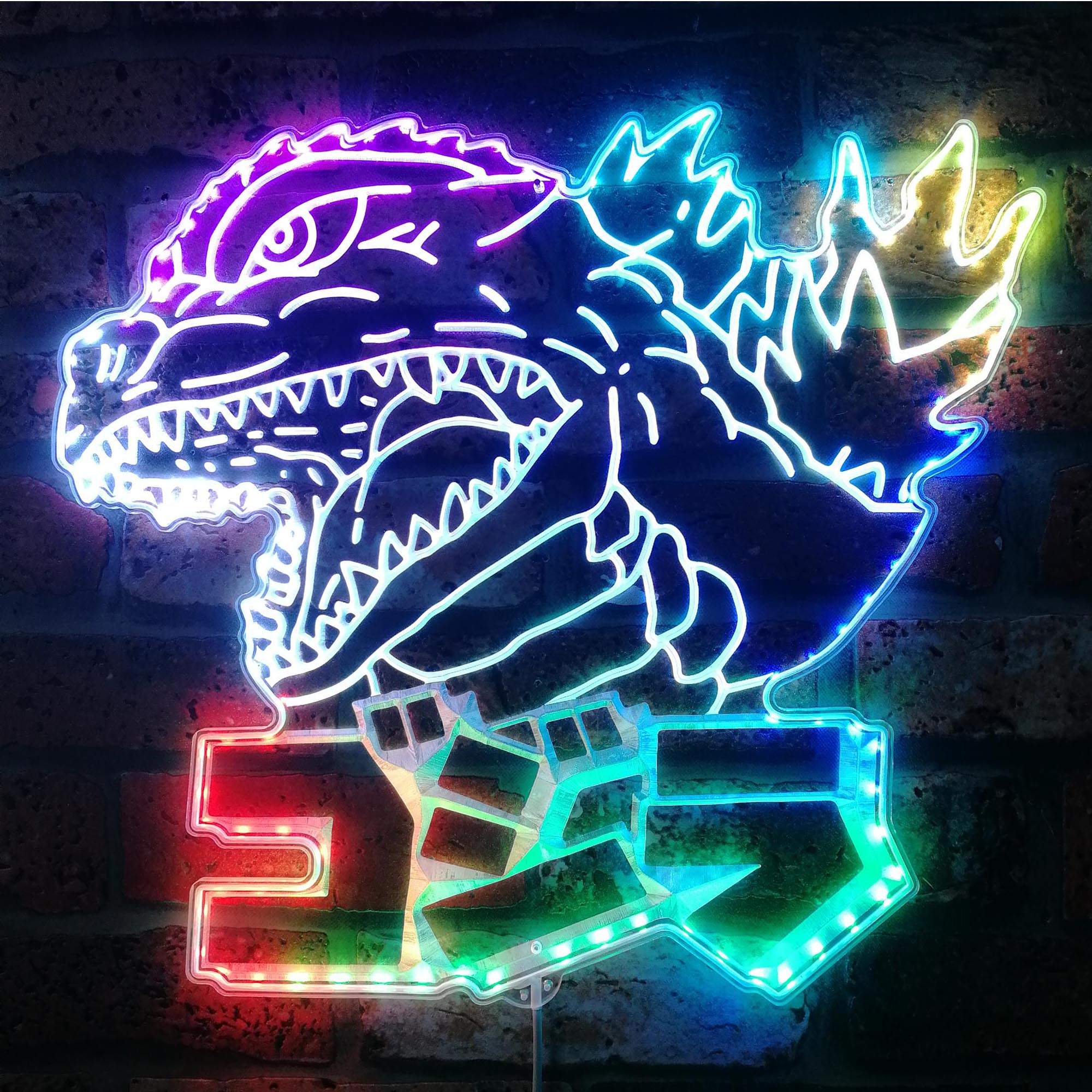 Godzilla Kaiju Art RGB LED Sign SafeSpecial LED Signs