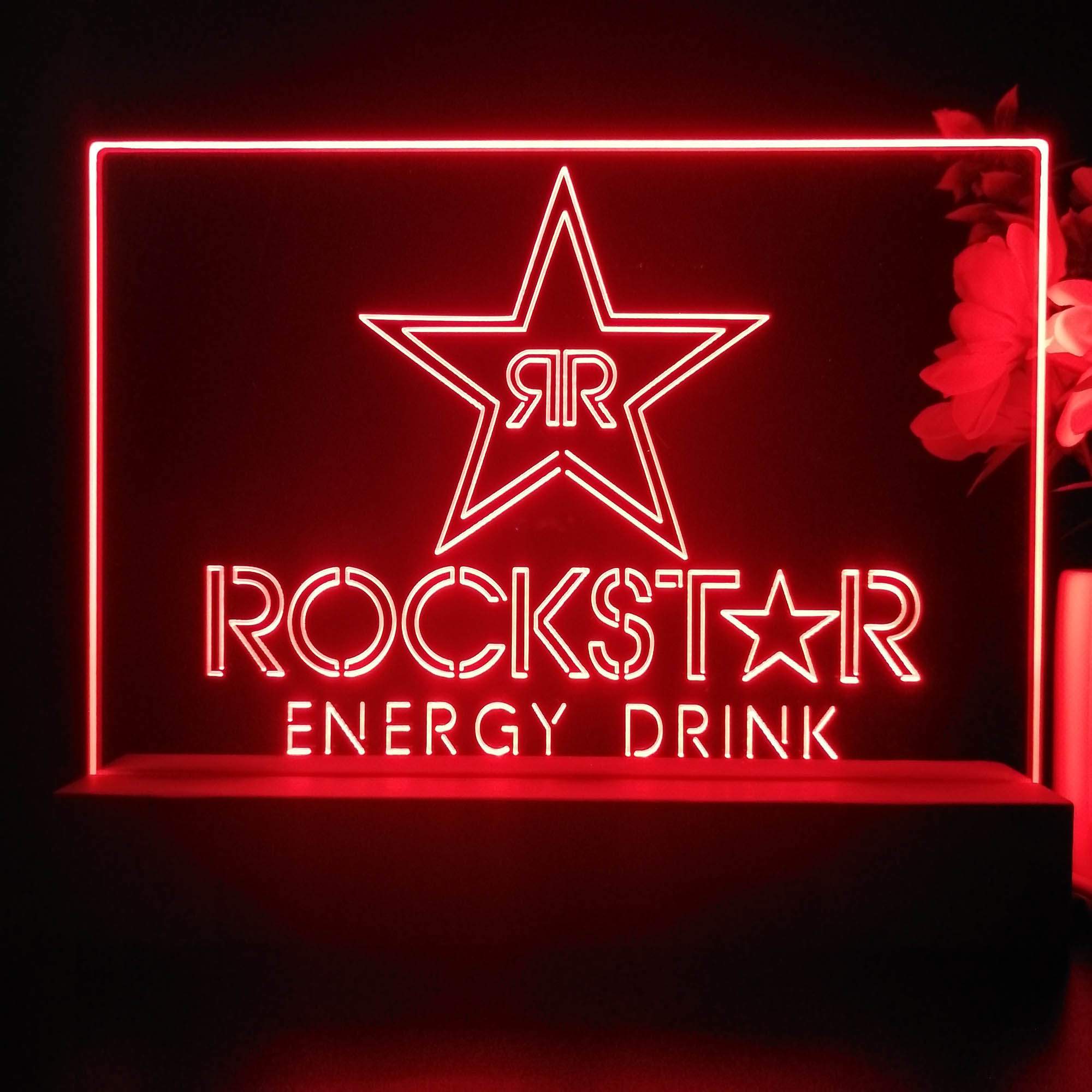 Rockstar Energy Drink RR Logo LED Desk Light SafeSpecial LED Signs