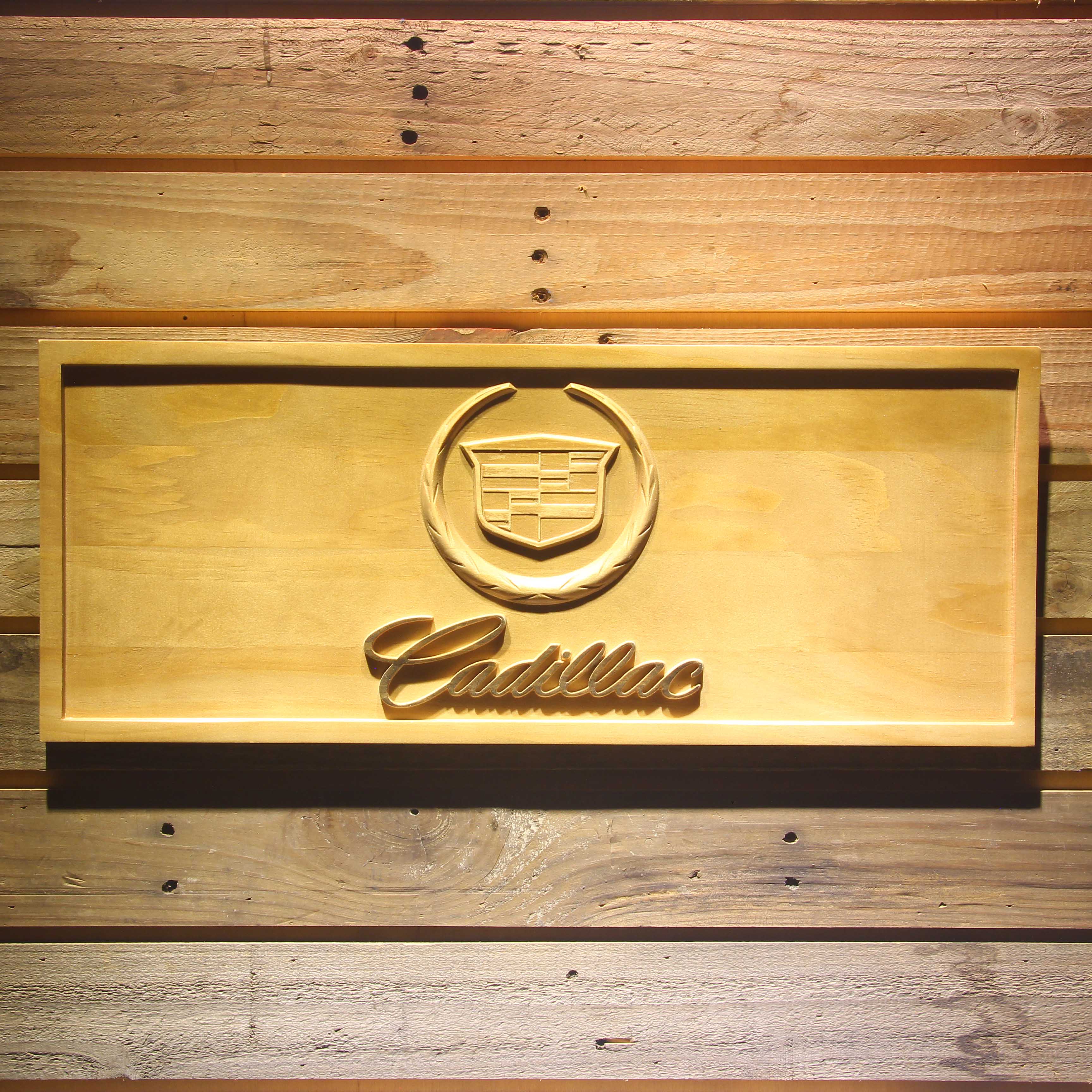 Cadillac Wood Sign SafeSpecial LED Signs